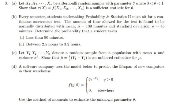 Solved (a) Let \\( X_{1}, X_{2}, \\cdots, X_{n} \\) be a | Chegg.com
