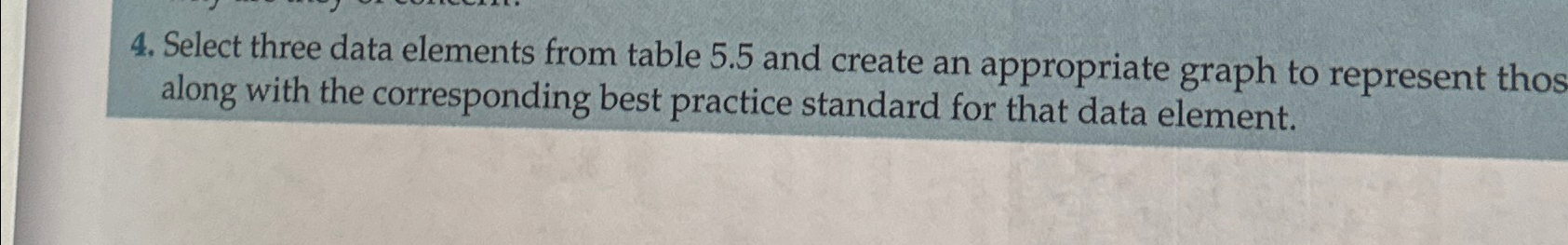 Solved Select three data elements from table 5.5 ﻿and create | Chegg.com