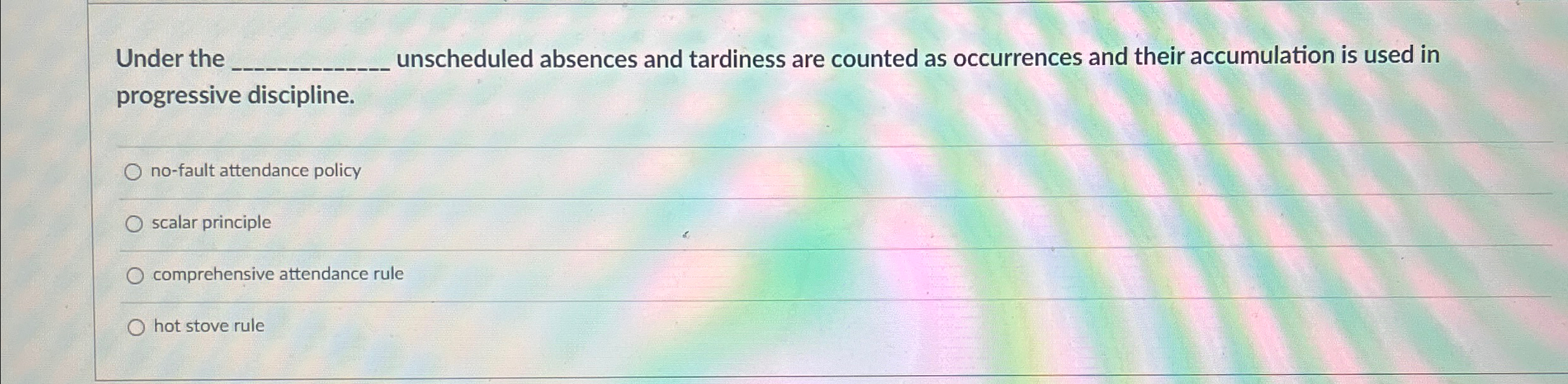Solved Under the ﻿unscheduled absences and tardiness are | Chegg.com