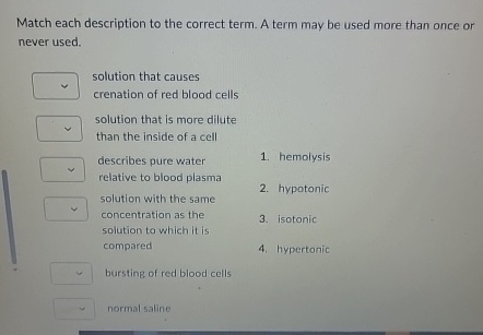 Solved Match each description to the correct term. A term | Chegg.com