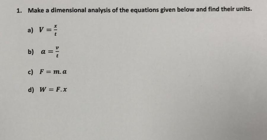 Solved Make a dimensional analysis of the equations given | Chegg.com