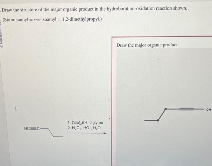 Solved Draw the structure of the major organic product in | Chegg.com