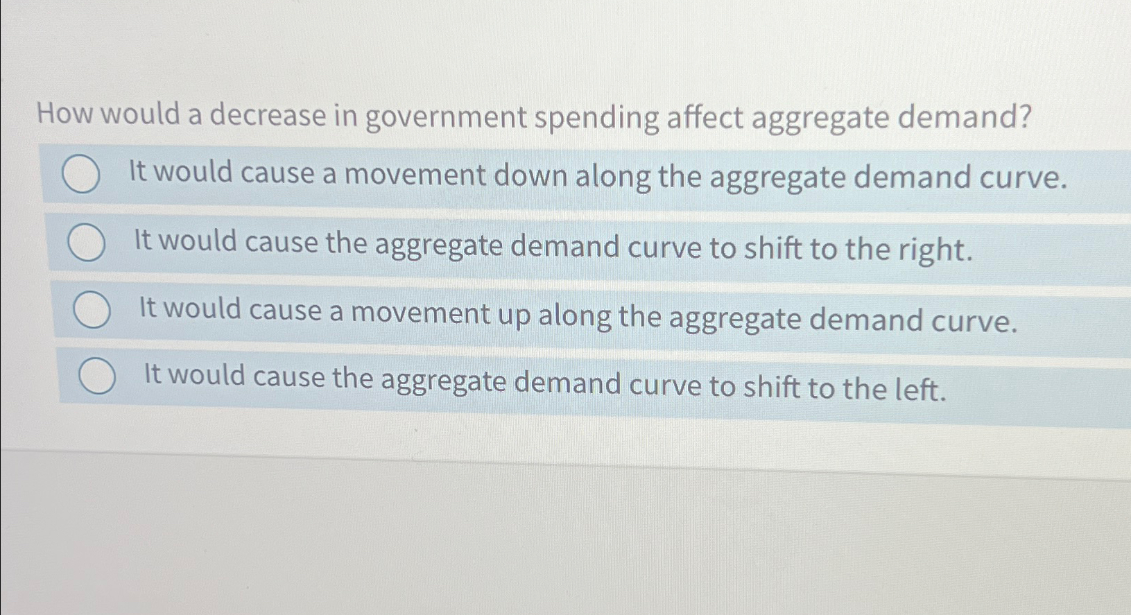 Solved How would a decrease in government spending affect | Chegg.com