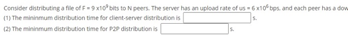 Solved Consider distributing a file of F = 9 x10 bits to N | Chegg.com