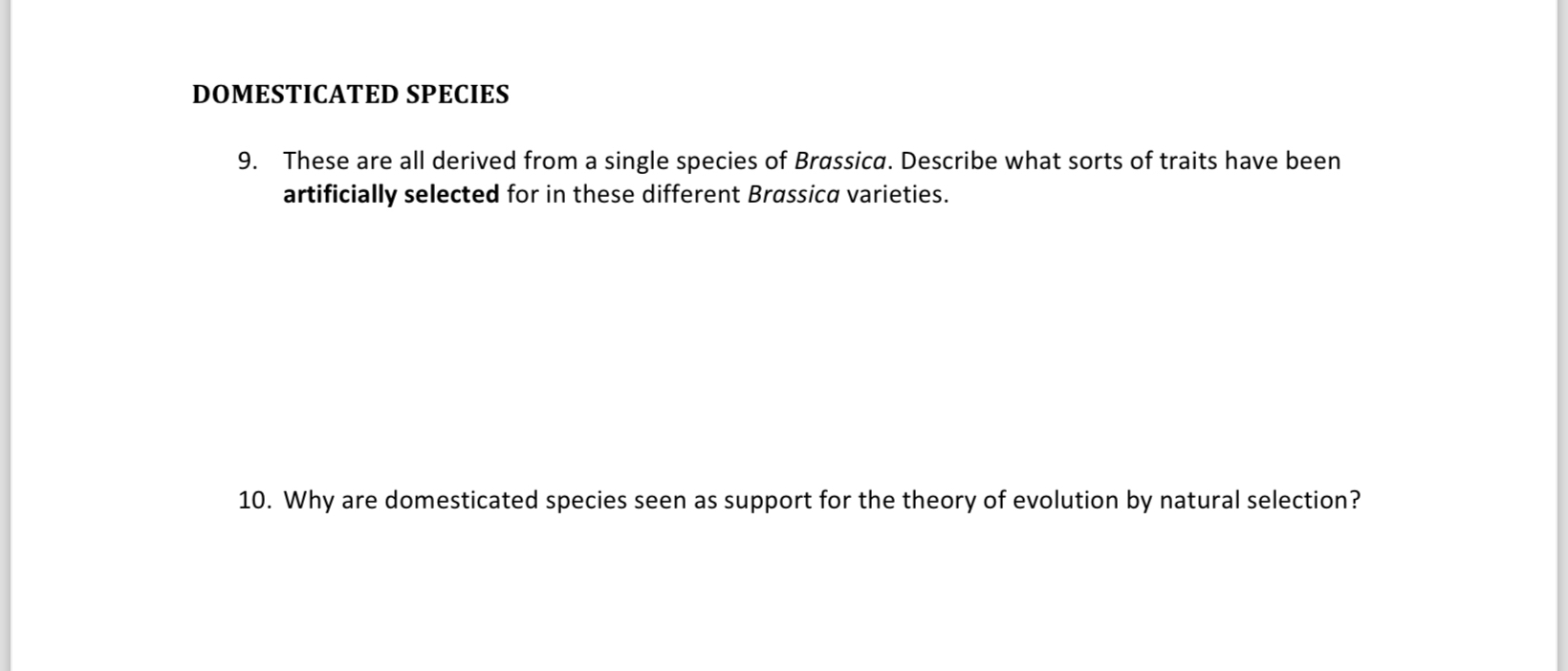 Solved DOMESTICATED SPECIES9. ﻿These are all derived from a | Chegg.com