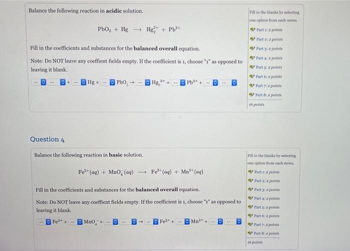 Solved Balance the following reaction in acidic solution. | Chegg.com