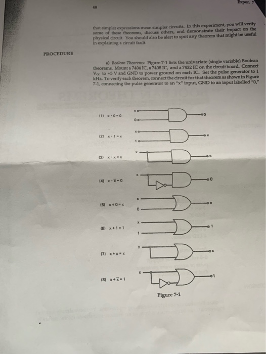 Solved Experiment 7 BOOLEAN THEOREMS OBJECTIVES 1. To verify | Chegg.com