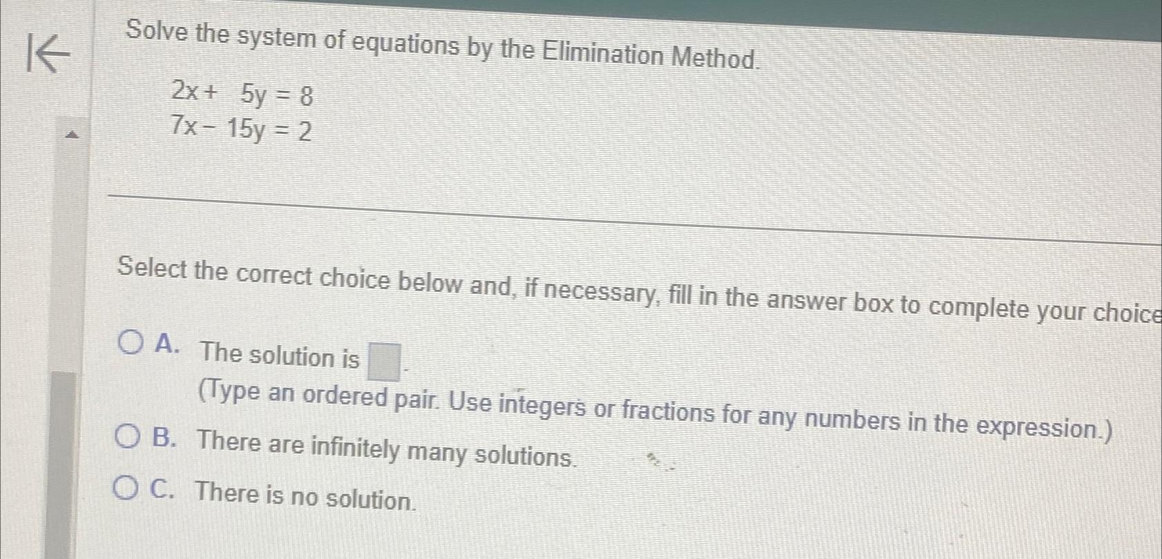 Solved Solve the system of equations by the Elimination | Chegg.com