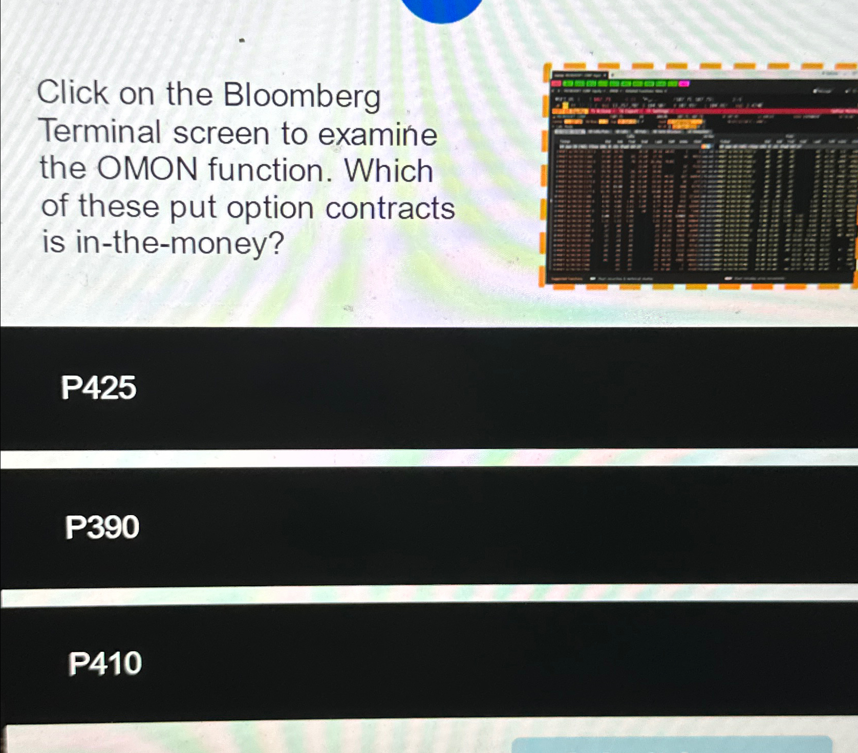 Solved Click on the Bloomberg Terminal screen to examine the | Chegg.com