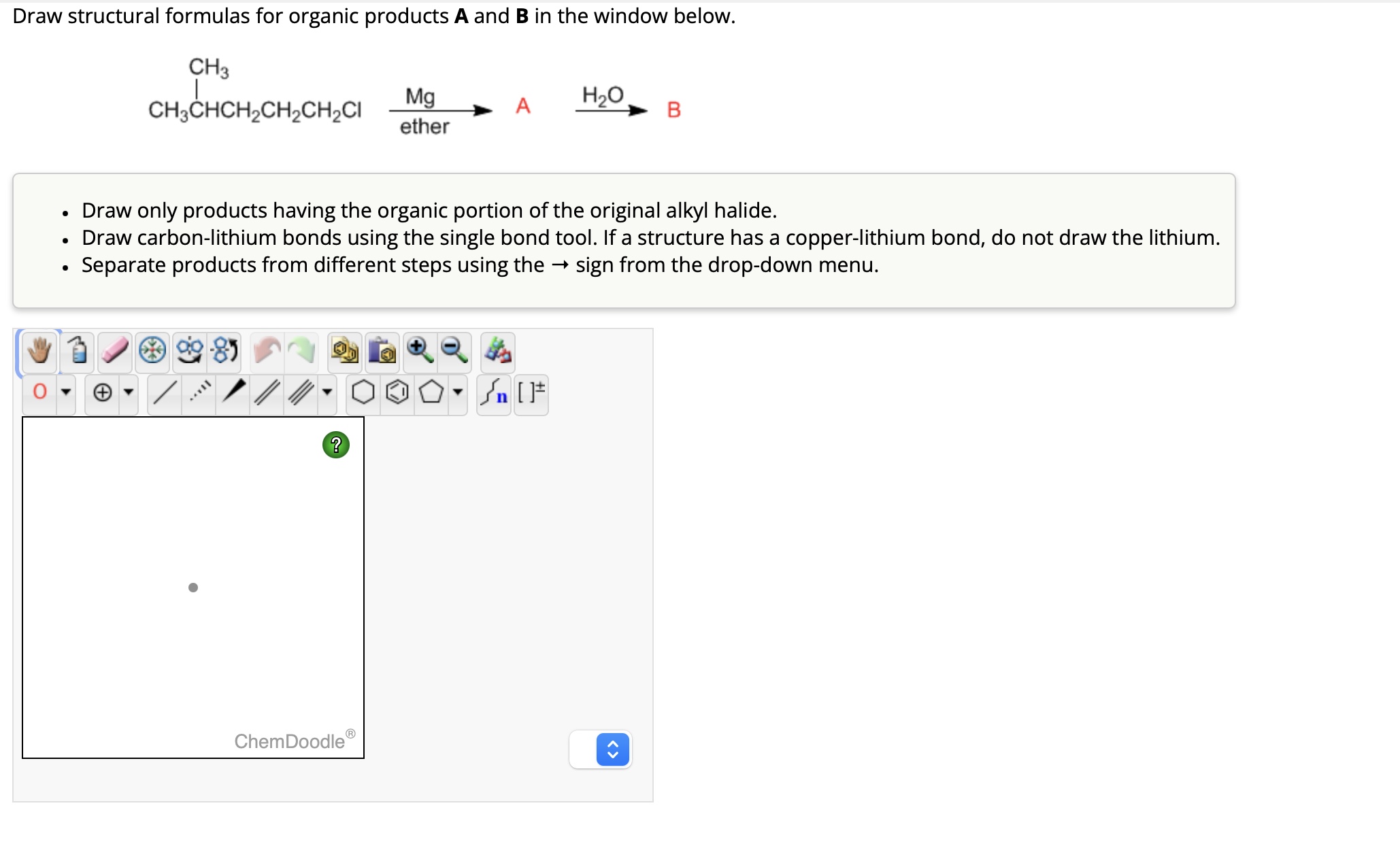 Solved Draw structural formulas for organic products A and B | Chegg.com