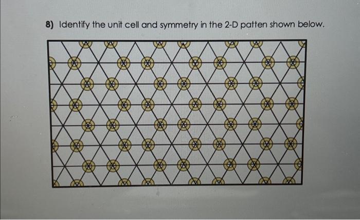 Solved 8) Identify the unit cell and symmetry in the 2-D | Chegg.com