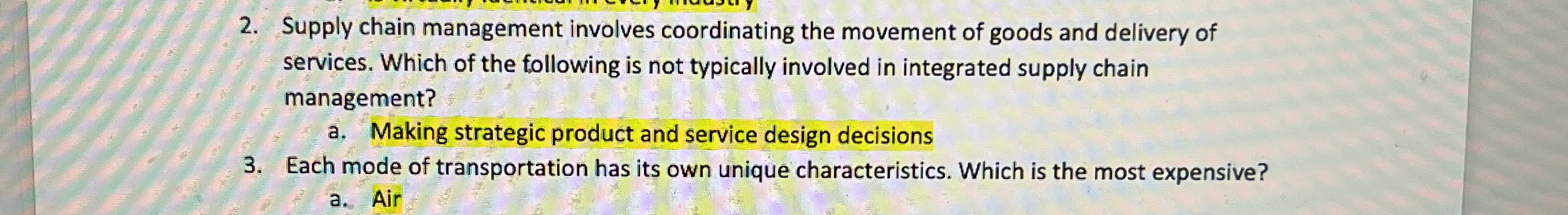 Solved Supply chain management involves coordinating the | Chegg.com