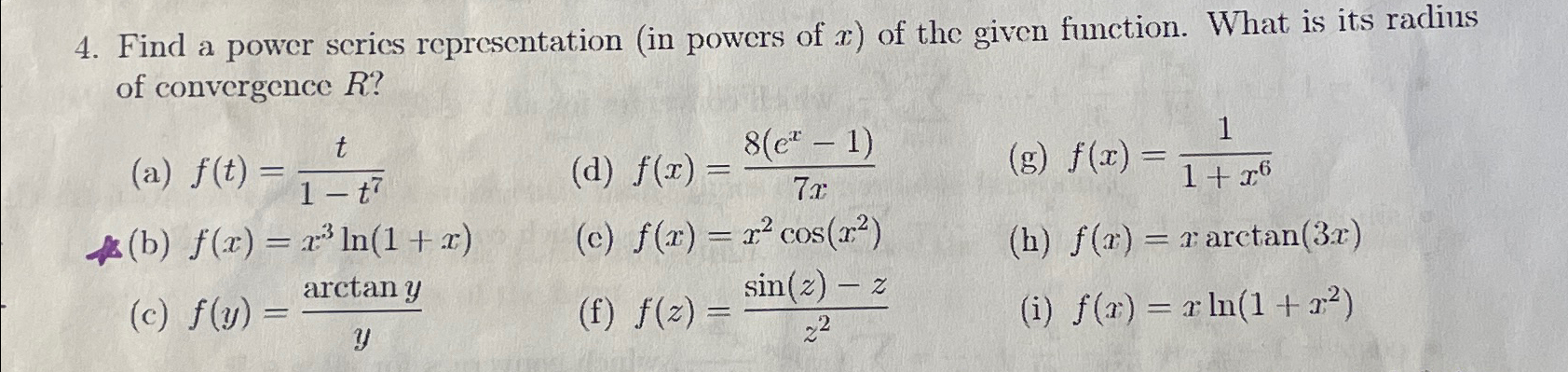 Solved Find a power series representation (in powers of x ) | Chegg.com