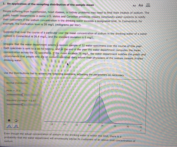 Solved 1. An application of the sampling distribution of the | Chegg.com