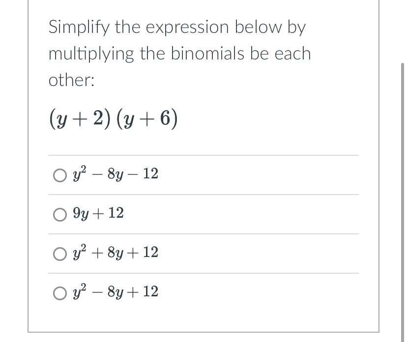 Solved Simplify the expression below by multiplying the | Chegg.com