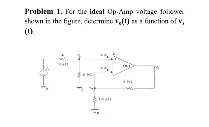 Solved Problem 1. For the ideal Op-Amp voltage follower | Chegg.com