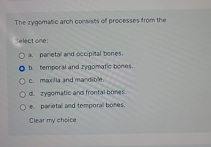 Solved The zygomatic arch consists of processes from | Chegg.com