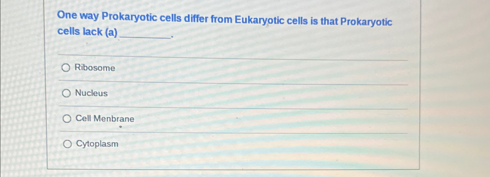 Solved One way Prokaryotic cells differ from Eukaryotic | Chegg.com