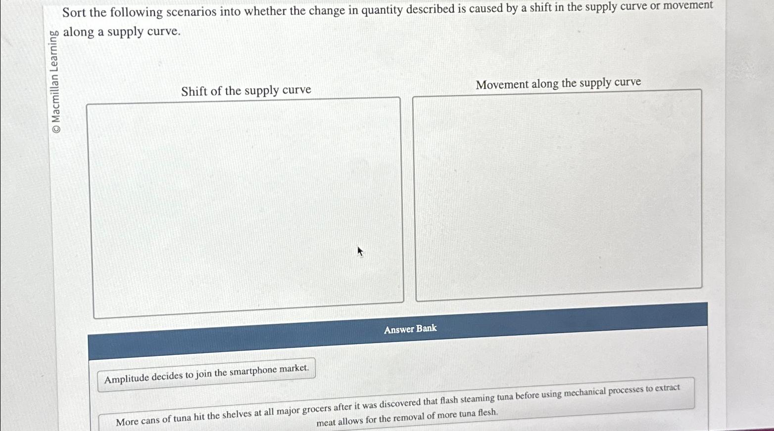Solved Sort the following scenarios into whether the change | Chegg.com
