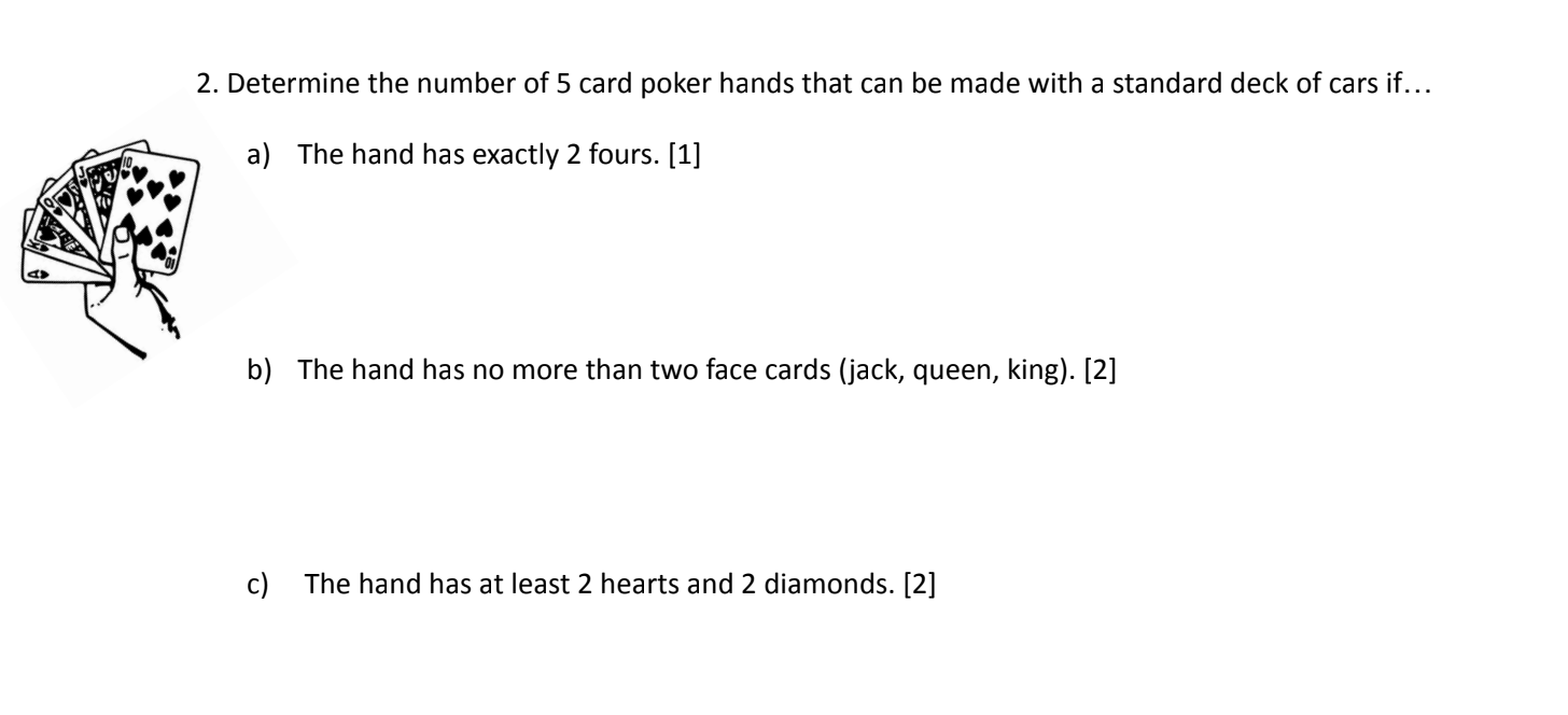 Solved Determine the number of 5 ﻿card poker hands that can | Chegg.com