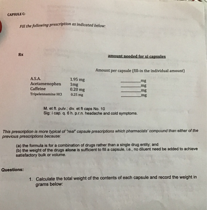 Solved Calculate the total weight of the contents of each | Chegg.com
