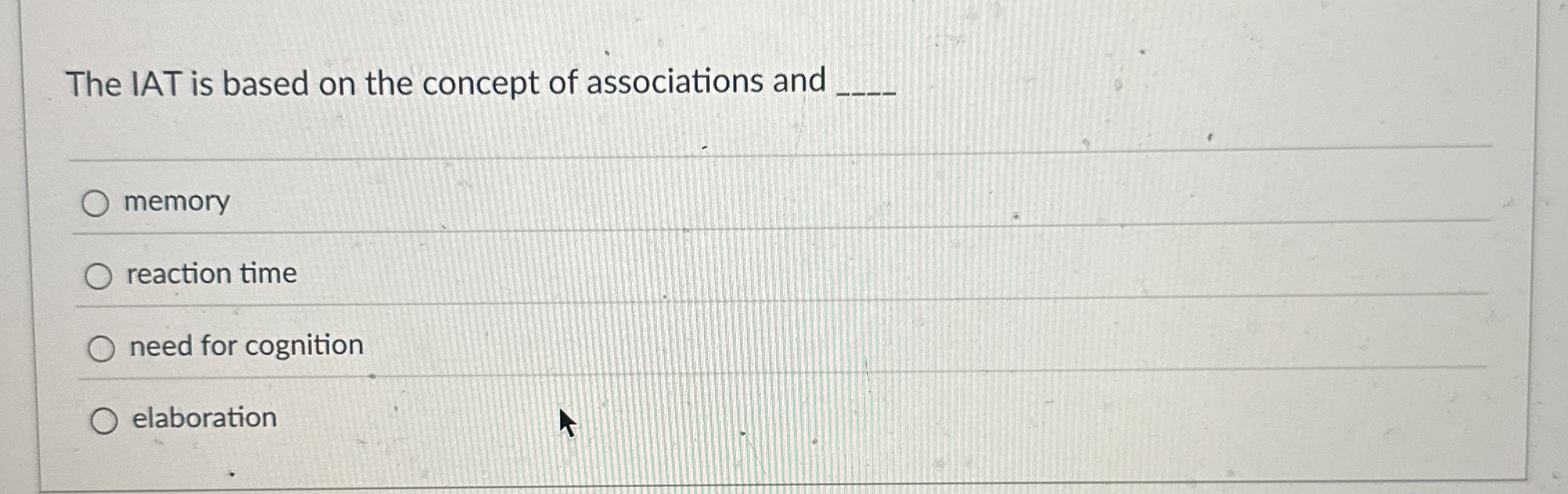 Solved The IAT is based on the concept of associations | Chegg.com