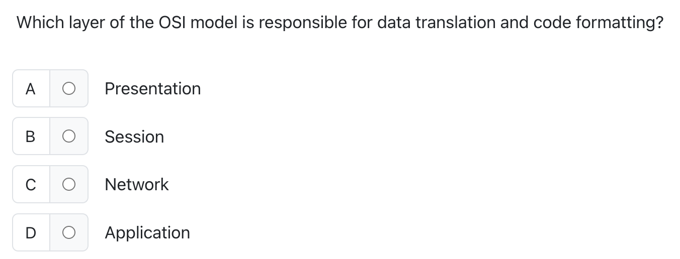 Solved Which layer of the OSI model is responsible for data | Chegg.com