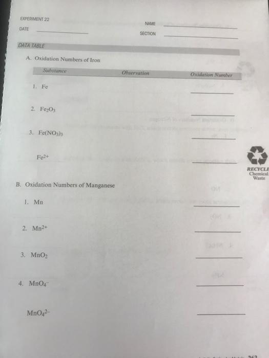 Solved EXPERIMENT 22 DATE NAME SECTION DATA TABLE A. | Chegg.com