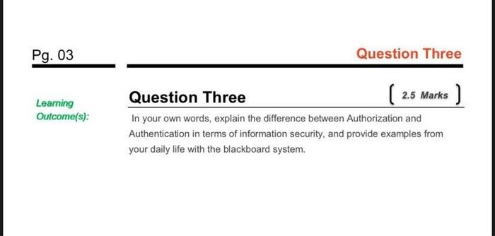 Solved Pg. 01 Question One Learning Outcomes 4.5 Marks | Chegg.com