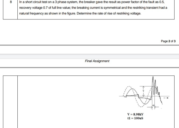 Solved 8 In a short circuit test on a 3 phase system, the | Chegg.com