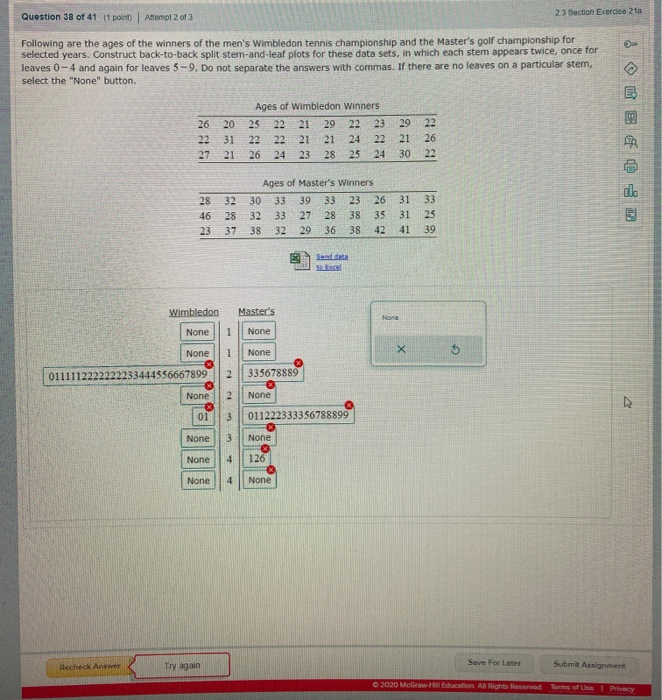 Solved Question 38 of 41 (1 point) Attemot 2 of 3 23 Section | Chegg.com