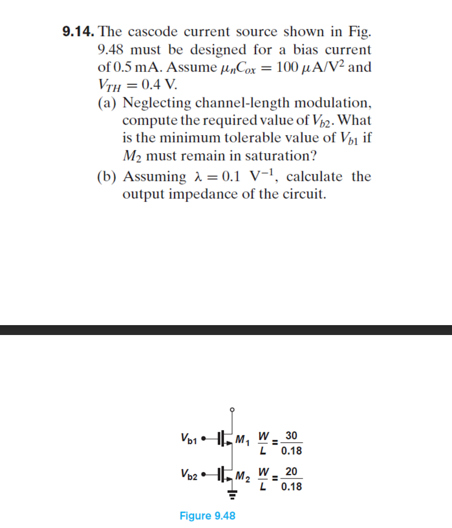 9 14 ﻿the Cascode Current Source Shown In Fig 9 48