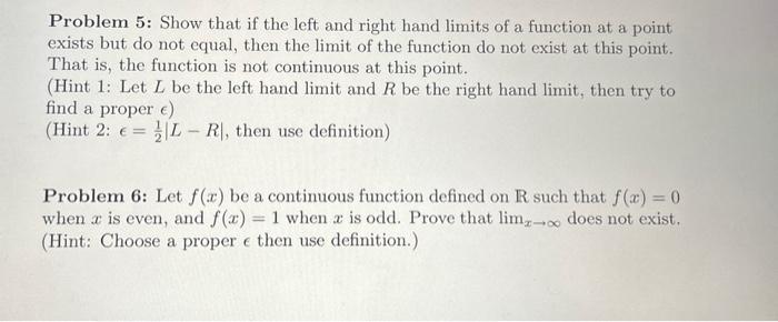 Solved Problem 5: Show that if the left and right hand | Chegg.com