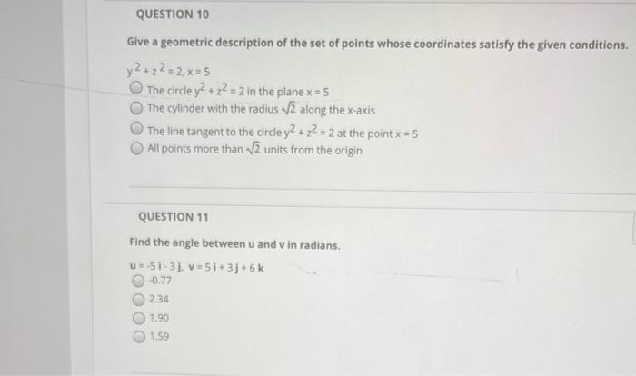 Solved Give a geometric description of the set of points | Chegg.com