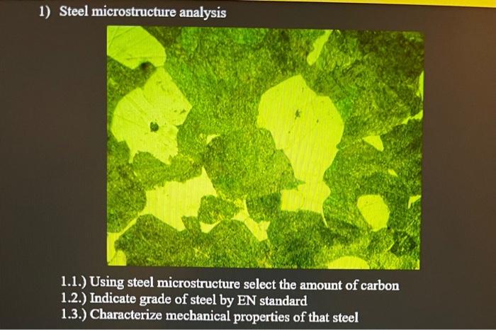 Solved 1) Steel microstructure analysis 1.1.) Using steel | Chegg.com