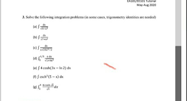 Solved EA101/EE101 Tutorial May.Aug 2020 3. Solve the | Chegg.com