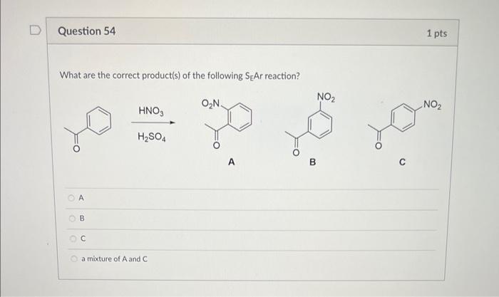 Solved What are the correct product(s) of the following SEAr | Chegg.com