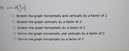 Solved y=2f(12x)Stretch the graph horizontally and | Chegg.com