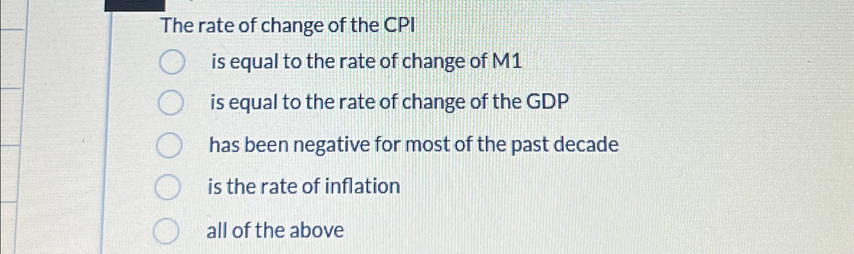 Solved The rate of change of the CPI is equal to the rate of | Chegg.com