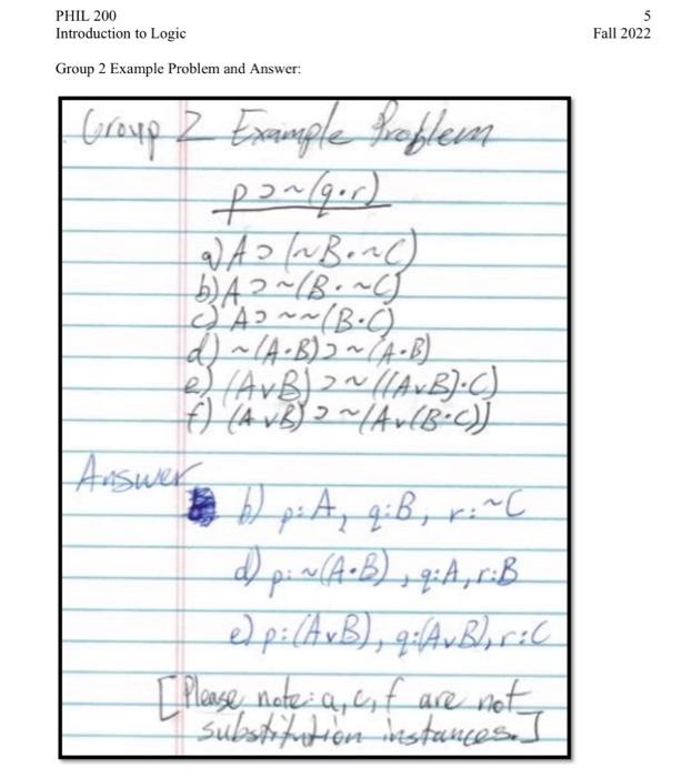 PHIL 200 Introduction to Logic Fall 2022 Group 2: | Chegg.com