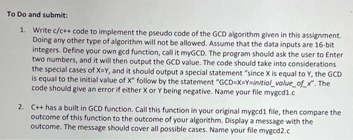 Solved To Do and submit: 1. Write c/c++ code to implement | Chegg.com