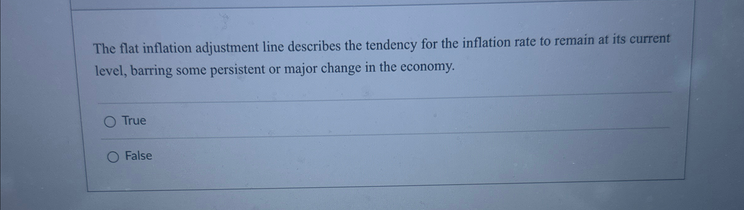Solved The flat inflation adjustment line describes the | Chegg.com