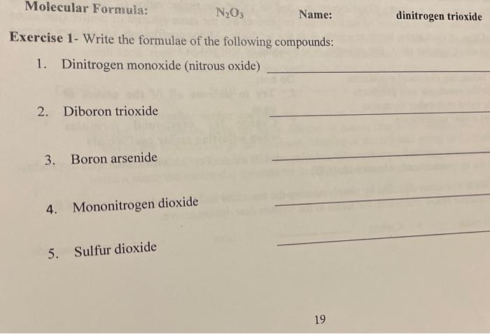 Solved Molecular Formula: N203 Name: dinitrogen trioxide | Chegg.com