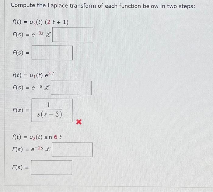 Solved Compute the Laplace transform of each function below | Chegg.com
