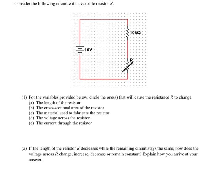 Solved Consider the following circuit with a variable | Chegg.com