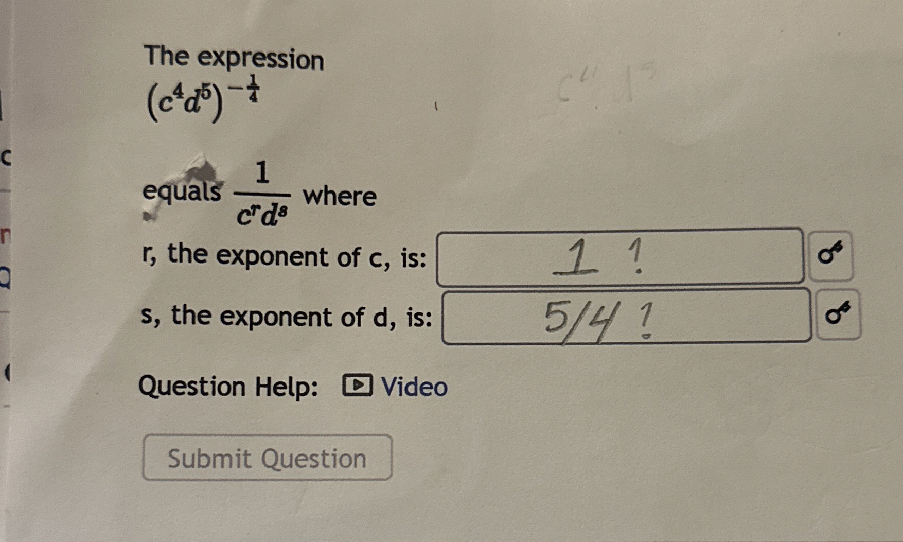 Solved equals 1crds ﻿wherer, ﻿the exponent of c, ﻿is: 0s, | Chegg.com