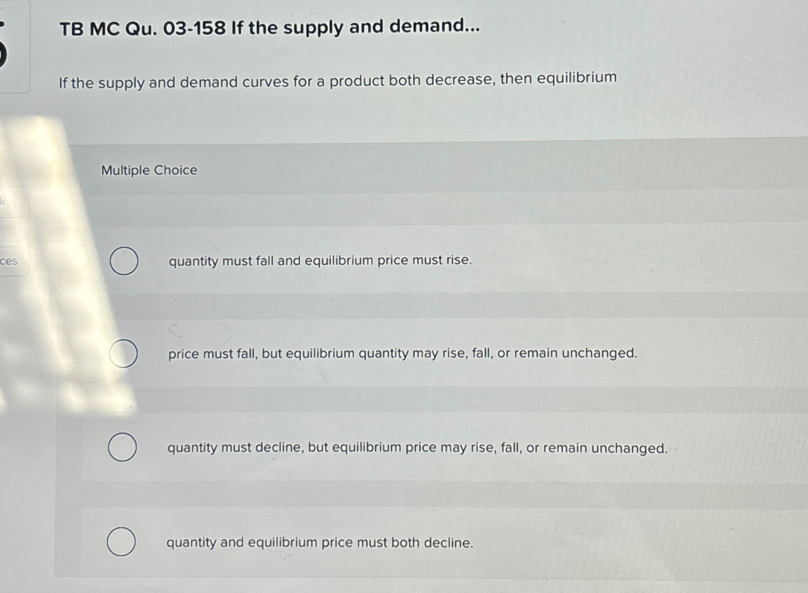 Solved TB MC Qu. 03-158 ﻿If the supply and demand...If the | Chegg.com