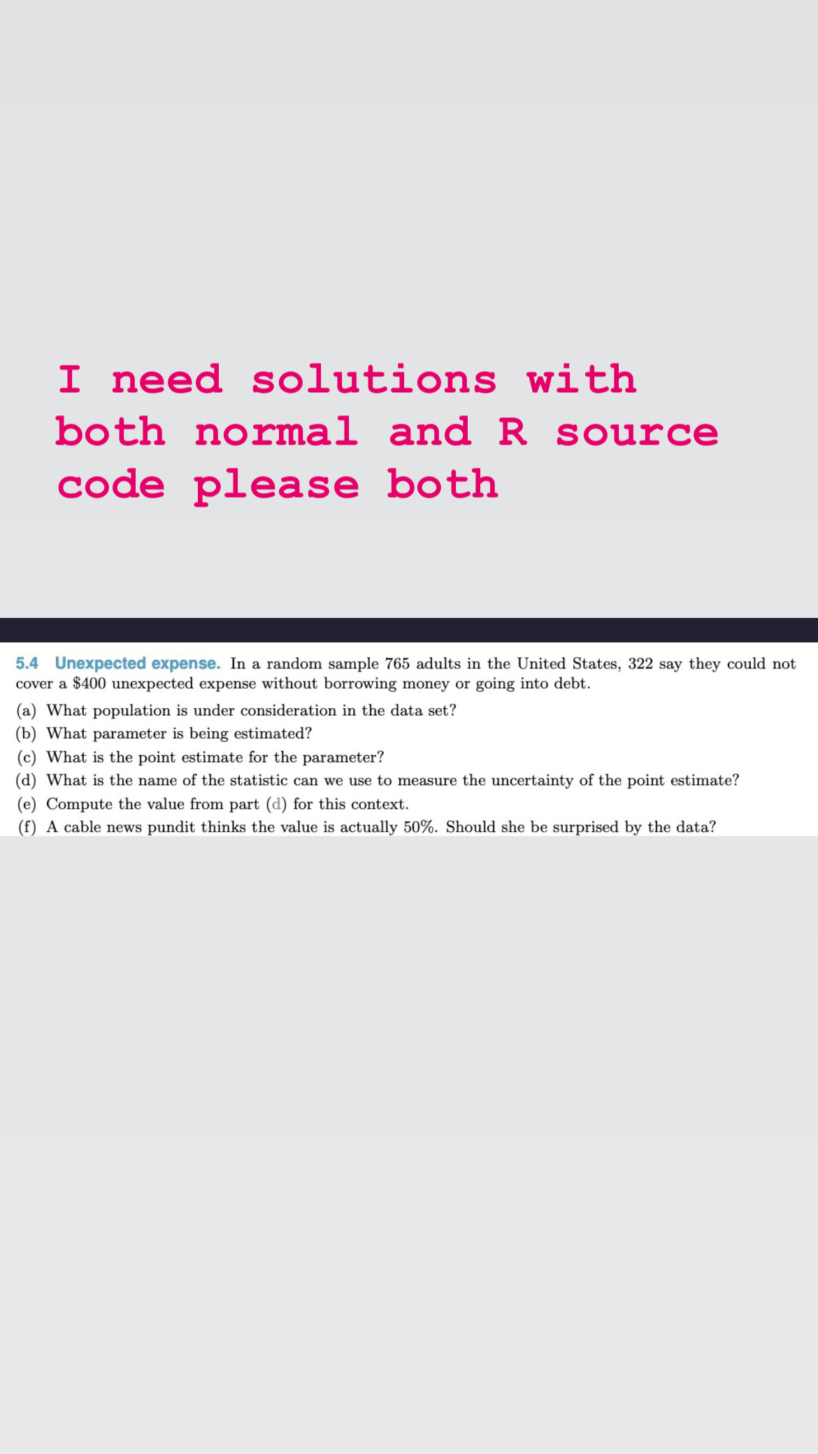 Solved I need solutions with both normal and R ﻿source code | Chegg.com