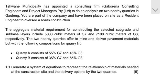 Solved Tshwane Municipality has appointed a consulting firm | Chegg.com