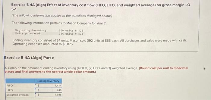 Solved Required information Exercise 5-4A (Algo) Effect of | Chegg.com